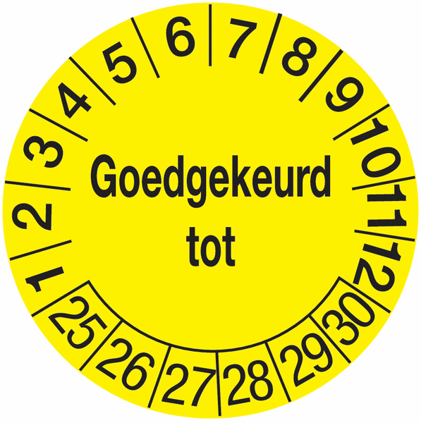 Witte keuringsstickers met tekst, van plastic met lasergravure ...
