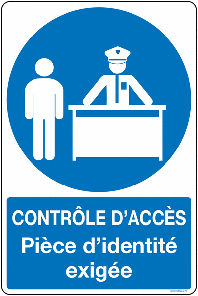 Panneau Contrôle Accès Identité picto et texte | Signals