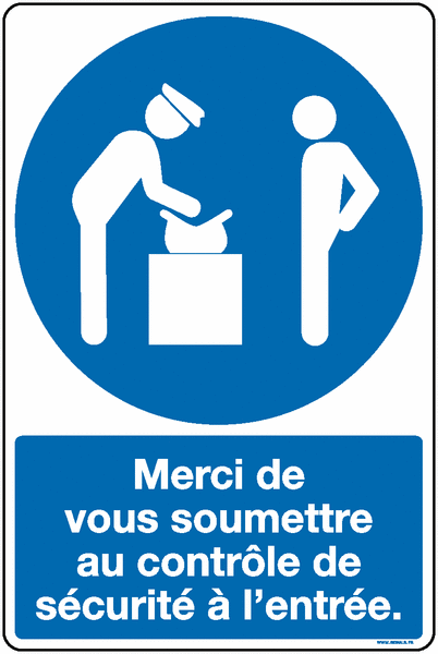Panneau Contrôle Sécurité Entrée picto et texte | Signals