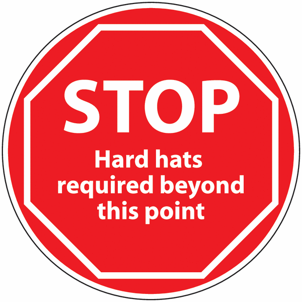 Anti-Slip Floor Signs - STOP Hard Hats Required | Seton