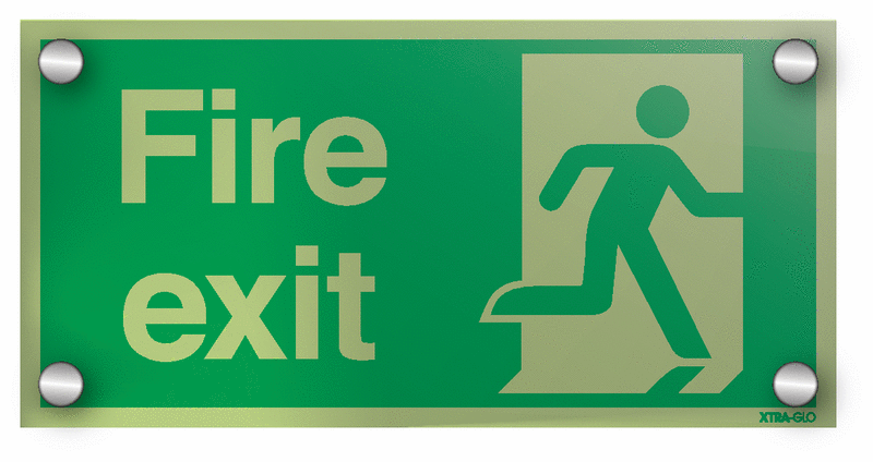 Xtra-Glo Acrylic Fire Exit Running Man Right Signs | Seton