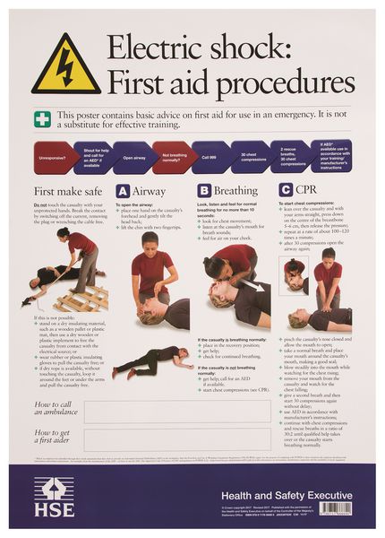 HSE First Aid For Electric Shock Poster | Seton