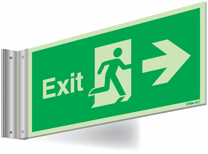 Xtra-Glo Double-sided Exit Man/Arrow Right Corridor Signs | Seton