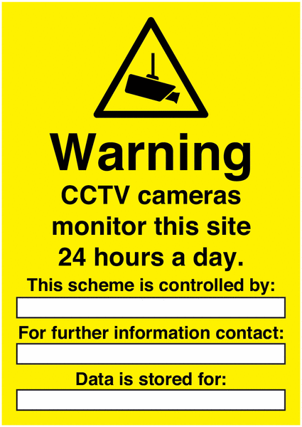 Warning CCTV Cameras Monitor This Site Write On Signs | Seton