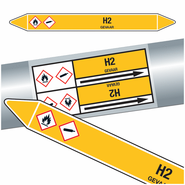 Leidingmerkers CLP "H2" (Gassen) | Seton
