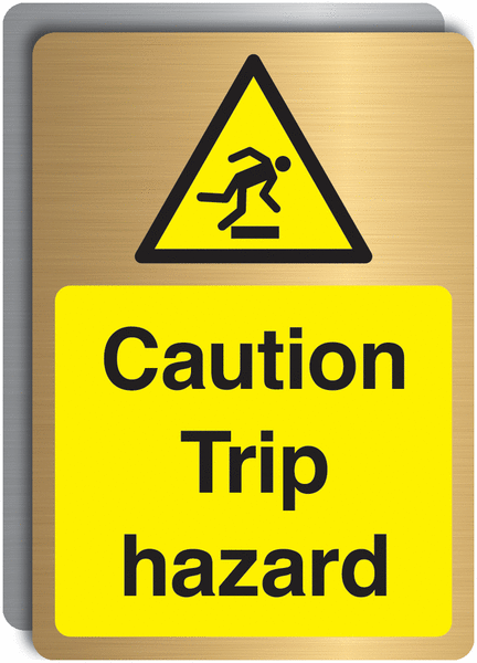 Deluxe Metal Look Safety Signs - Caution Trip Hazard | Seton