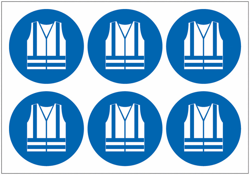 Wear Hi Vis Clothing Symbol Sheet of Vinyl Labels | Seton