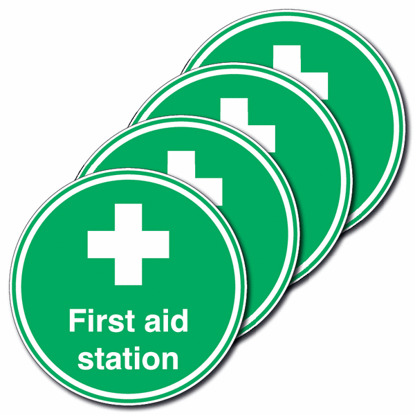 4-Pack Anti-Slip Floor Signs - First Aid Room This Way | Seton