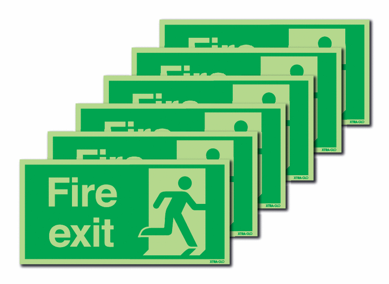 6-Pack Xtra-Glo Fire Exit Running Man Right Signs | Seton