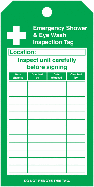 Emergency Shower and Eyewash Inspection Tags | Seton