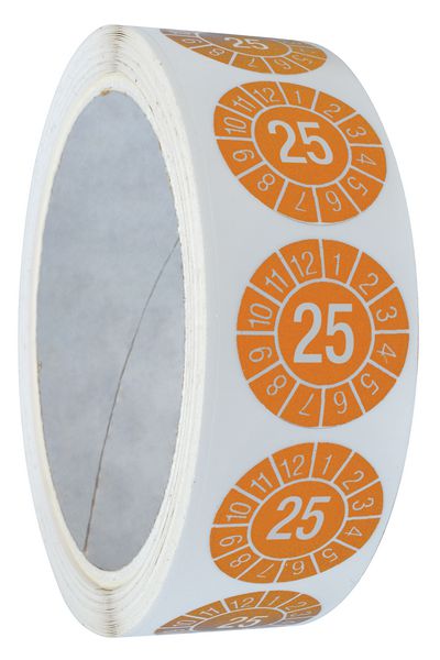 Keuringsstickers met enkel jaartal van gelamineerd polyester, op rol ...