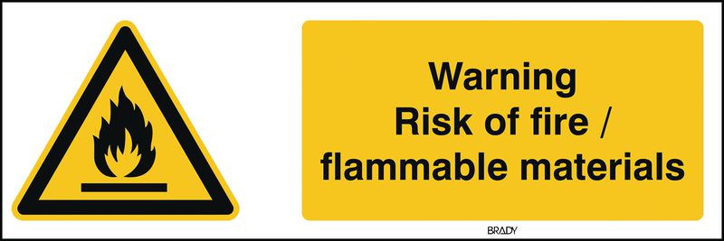 ToughWash - Warning Risk Of Fire/Flammable Materials Sign | Seton