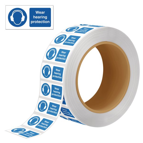Wear Hearing Protection Vinyl Safety Labels On-a-Roll | Seton
