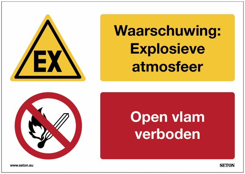 Waarschuwingsborden en -stickers - Explosieve atmosfeer Open vlam ...