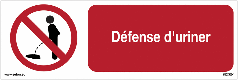 Panneaux horizontaux Défense d'uriner | Seton