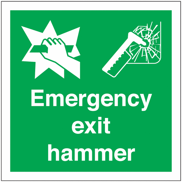 Emergency Exit Hammer Sign | Seton