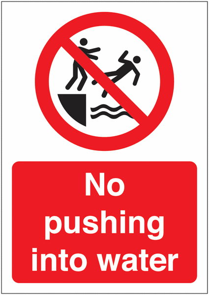 No Pushing Into Water Sign | Seton