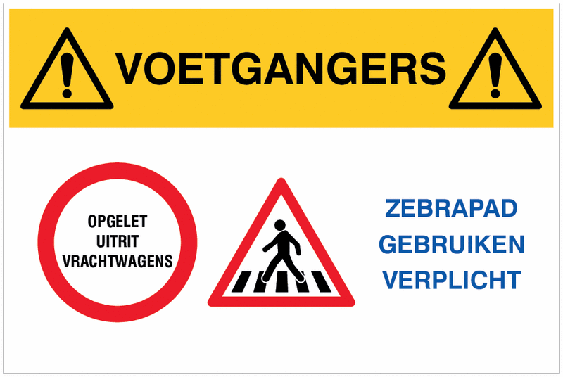 Industrieel bord - Voetgangers, opgelet uitrit vrachtwagens | Seton