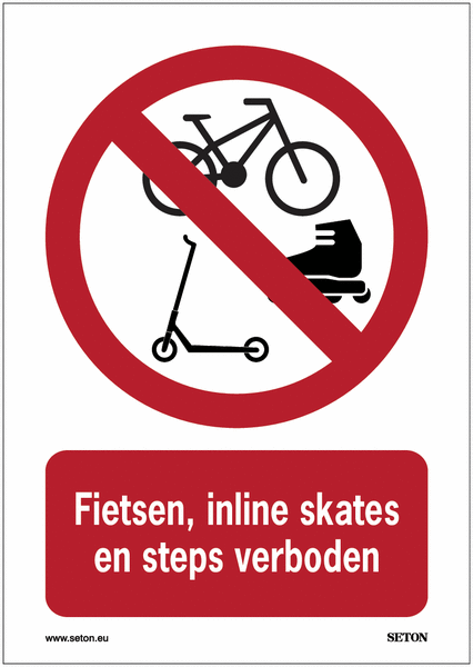 Verbodsborden en -stickers - Fietsen, inline skates en steps verboden ...