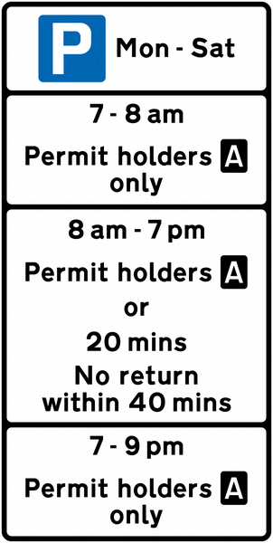 Traffic Signs - Parking - Permit Holders - Various Times | Seton