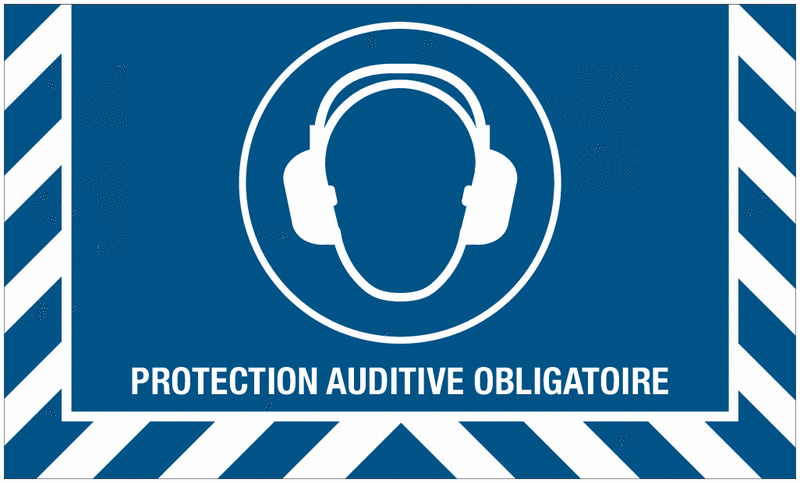 Marquage au sol avec texte - Protection auditive obligatoire - M003 | Seton