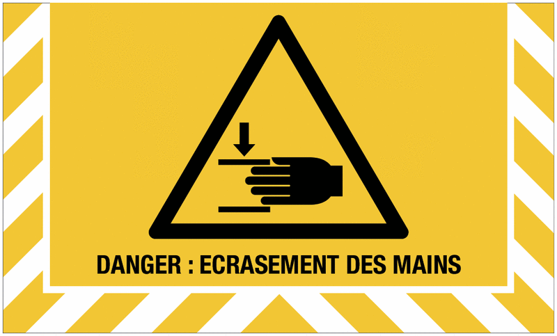 Marquage au sol avec texte - Danger : Ecrasement des mains - W024 | Seton
