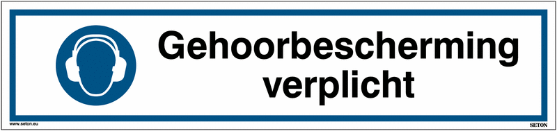 Rechthoekige gebodsstickers ISO 7010 - Gehoorbescherming verplicht ...