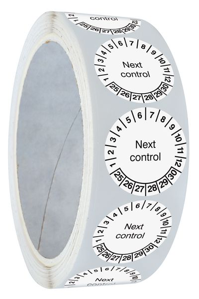 Keuringsstickers met tekst van gelamineerd polyester, op rol - Next ...