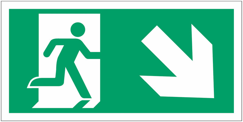 Fire Exit Arrow Diagonal Up Right Safety Signs Fire