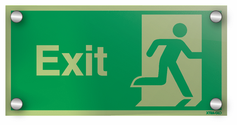 Xtra-Glo Acrylic Exit Running Man Right Signs | Seton