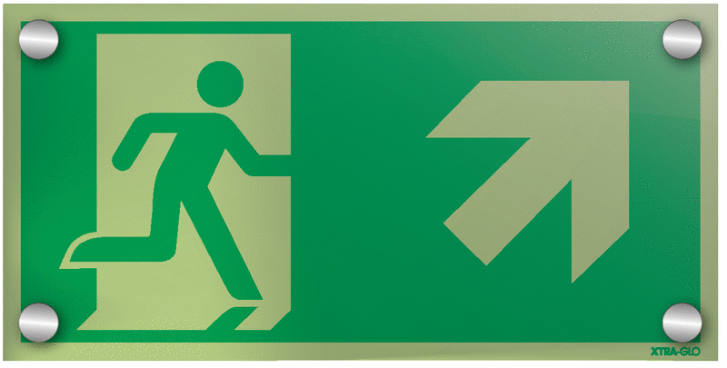 Xtra-Glo Acrylic Running Man & Arrow Up Right Signs | Seton