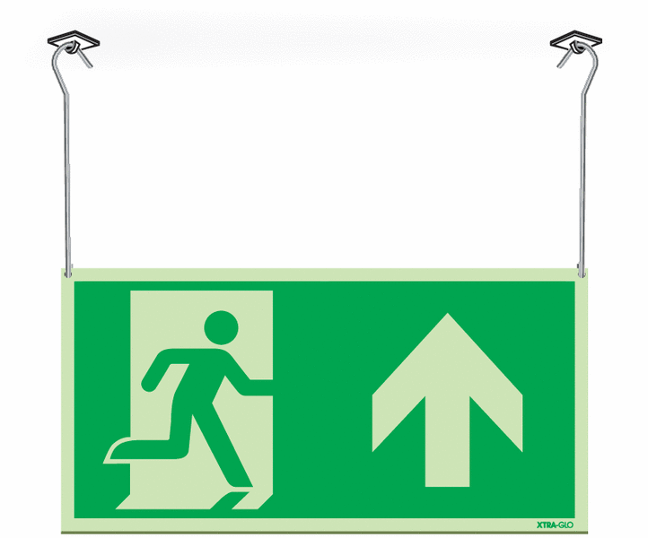 Xtra-Glo Double-sided Running Man/Arrow Up Hanging Signs | Seton