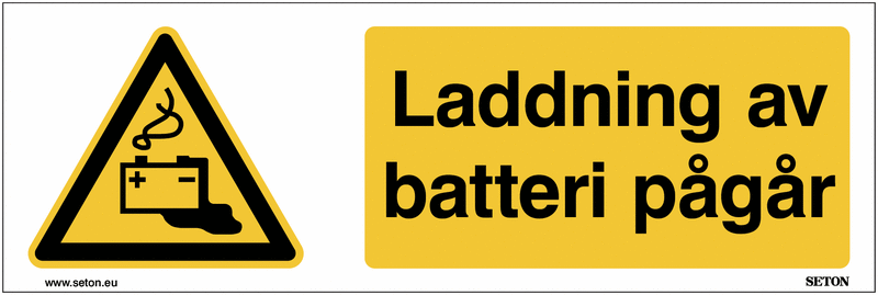 Skylt med text - Laddning av batteri pågår - ISO 7010, W026 | Seton