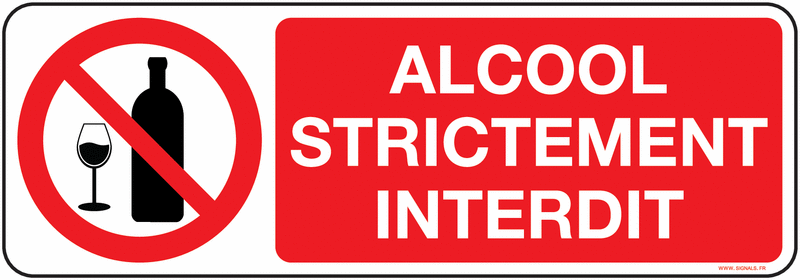 Panneau Alcool Interdit avec texte | Signals