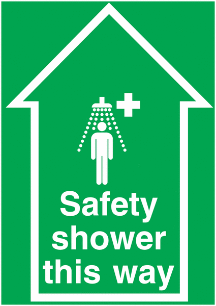 Anti-Slip Floor Signs - Safety Shower This Way | Seton