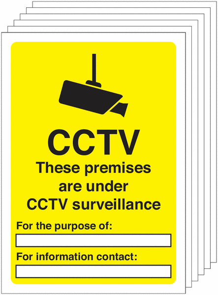 6-Pack CCTV Premises Under Surveillance Write On Signs | Seton
