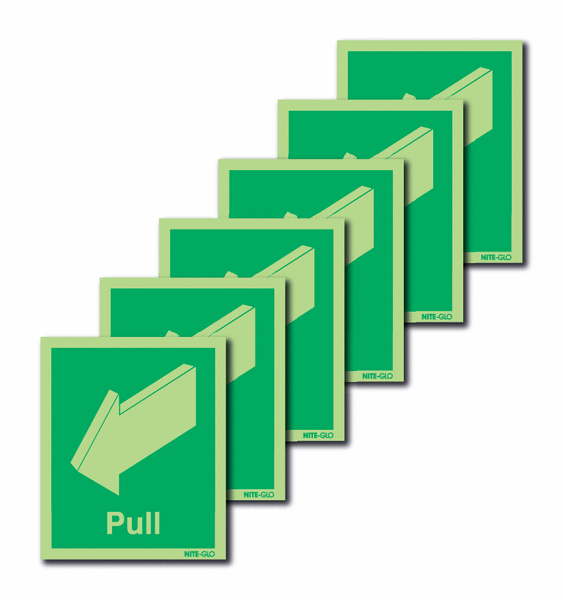 6-Pack Nite-Glo Photoluminescent Pull & Forward Arrow Signs | Seton