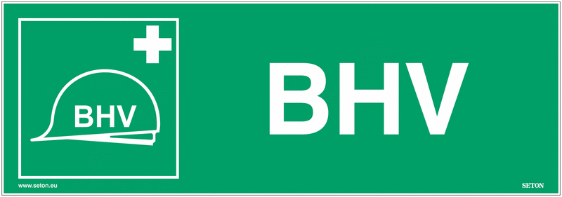 BHV-bord of -sticker met tekst en pictogram | Seton