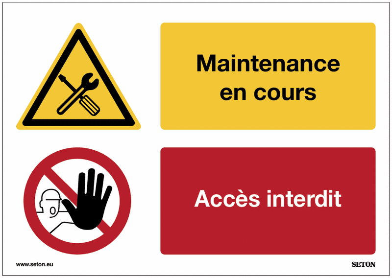 Panneau accès interdit - maintenance en cours | Seton