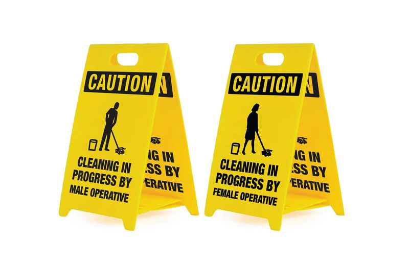 Cleaning In Progress By Female/Male Floor Stand | Seton