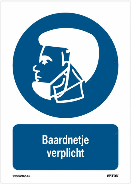 Verticale gebodsborden en -stickers - Baardnetje verplicht | Seton