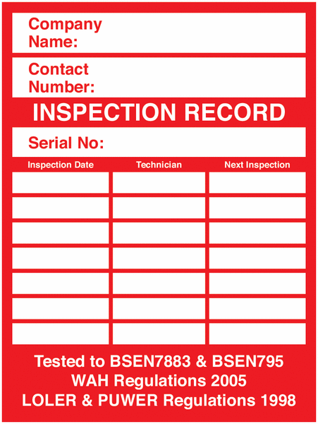 LOLER Multi Inspection Labels | Seton