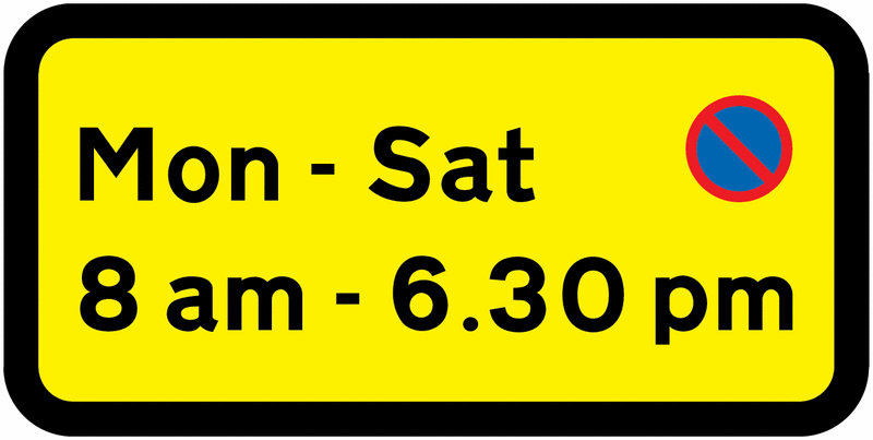 Traffic Signs - No Waiting Monday - Saturday 8AM-6.30PM | Seton