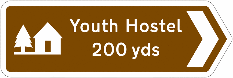 Traffic Signs - Youth Hostel 200 Yards (Arrow Right) | Seton