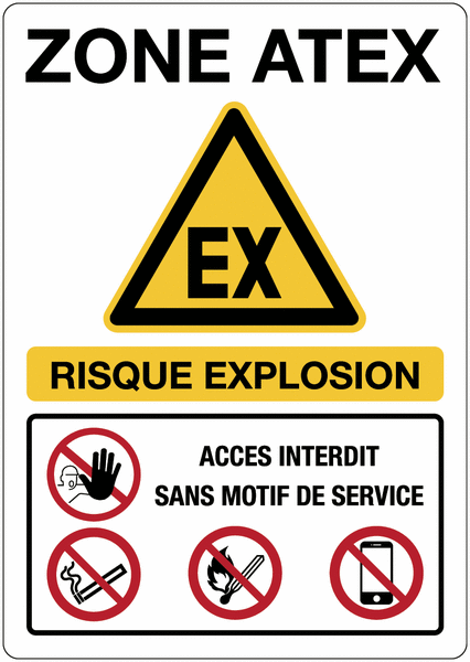 Panneaux et autocollants Zone ATEX - Risque explosion | Seton