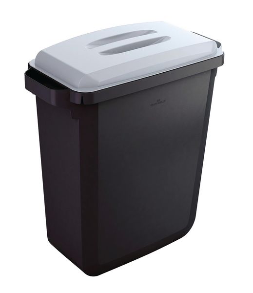 DURABIN ECO 60L Recycled Black Rectangular Recycling Bin with Lid | Seton