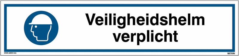 Rechthoekige gebodsstickers ISO 7010 - Veiligheidshelm verplicht - M014 ...