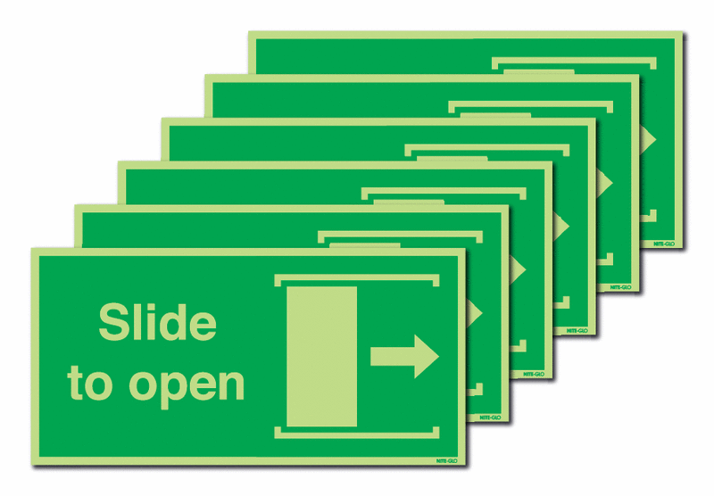 6-Pack Nite-Glo Slide To Open (Arrow Right) Signs | Seton