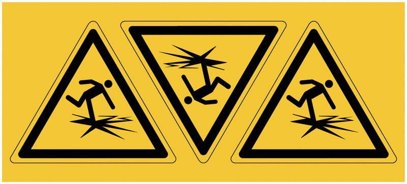 Pictogrammen valgevaar, struikelgevaar, doorvalgevaar | Seton