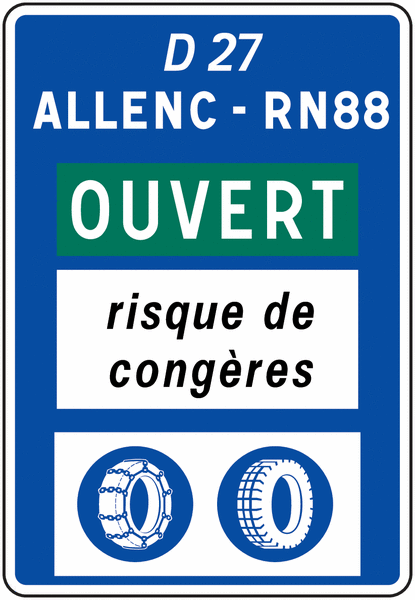 Panneau routier praticabilité route C14 | Signals